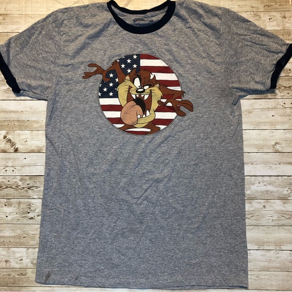 Warner Bros. | Shirts | Looney Tunes Taz American Flag Tshirt Large ...